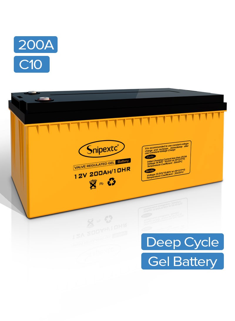 Snipextc | 12V 200Ah C10 Discharge Rate 50A Initial Current Deep Cycle ...